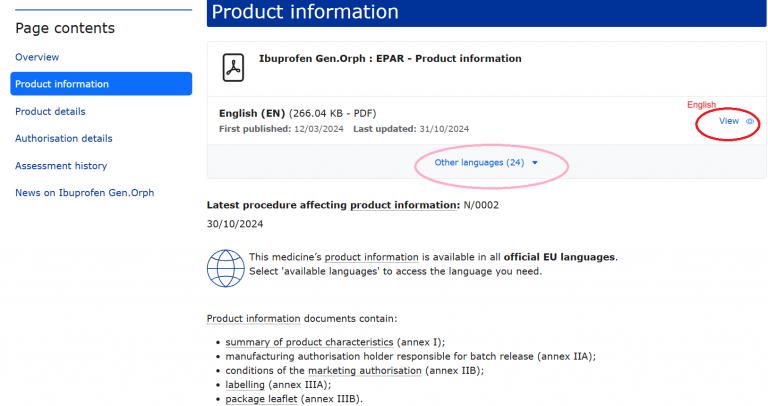 How to find product information on EMA website - MyMedPharm.Info